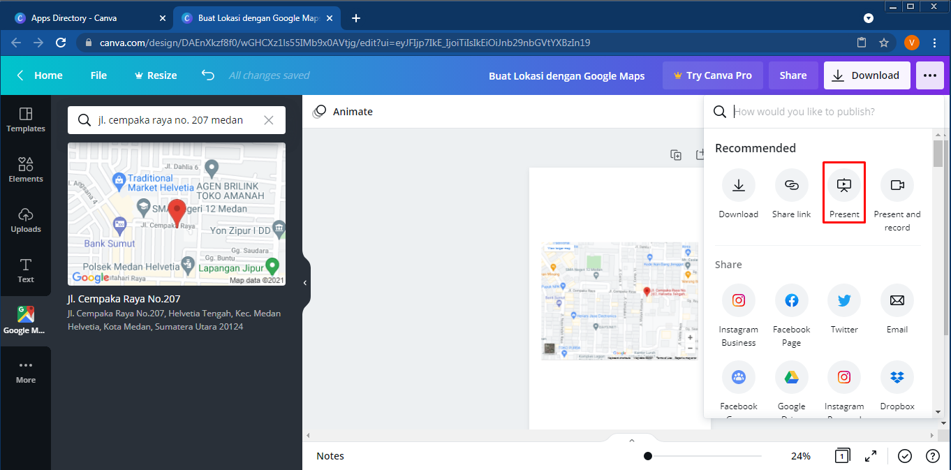 Cara Membuat Peta Lokasi dengan Google Maps di Canva - DwiAY (DAL1809)