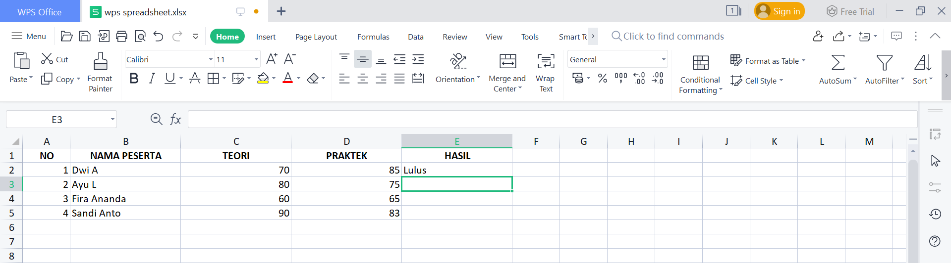 Cara Menggunakan IF dengan OR di WPS Spreadsheet di Laptop atau PC ...